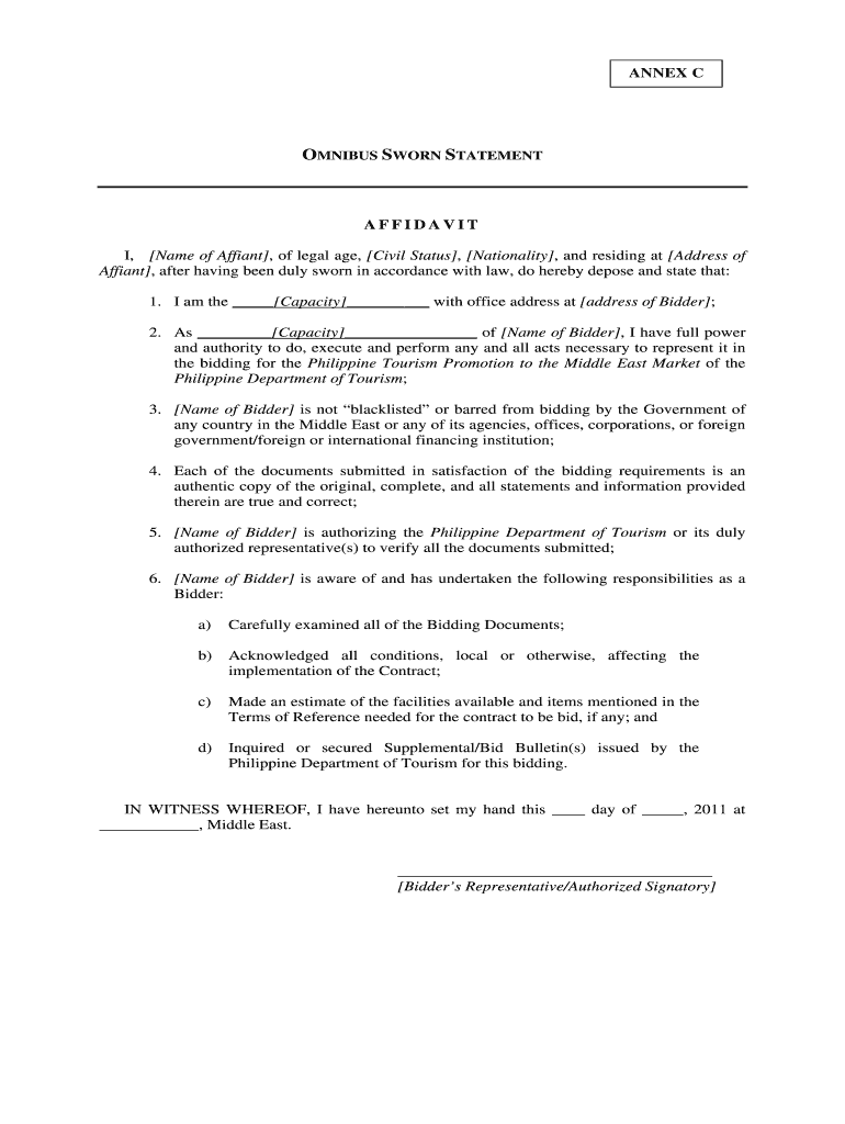 Fillable Online Omnibus Sworn Statement for middle east Fax Email Print ...