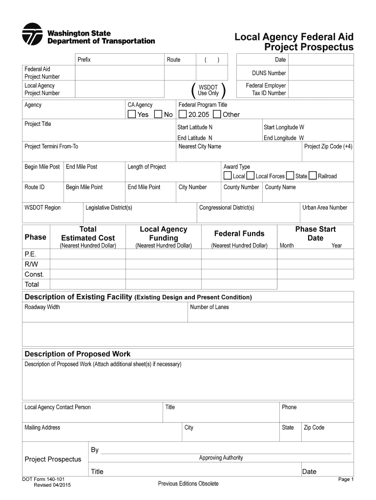 Fillable Online wsdot wa Local Agency Federal Aid Fax Email Print - pdfFiller