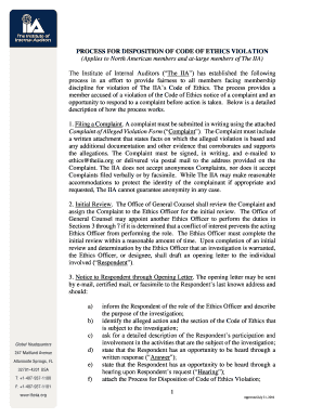 Fillable Online na theiia Process for Disposition of Ethical Code of ...