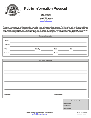 Fillable Online johnsoncitytx Public Information Request - Johnson City ...