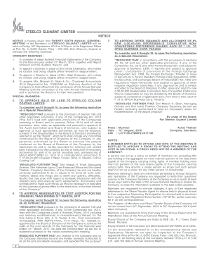 Fillable Online STEELCO GUJARAT LIMITED Fax Email Print - pdfFiller