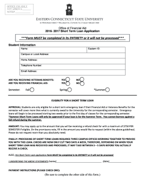 Fillable Online easternct Short Term Loan Fax Email Print - pdfFiller
