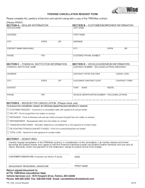 Fillable Online Download the Cancellation Form Fax Email Print - pdfFiller