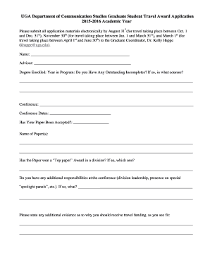Fillable Online comm uga UGA Department of Communication Studies Graduate Student ... - comm uga ...