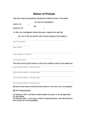 Fillable Online Waiver of Probate - Mountain Share Transfer Fax Email ...
