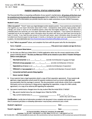 Fillable Online sunyjcc PMAR Parent Marital Status Verification form ...