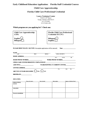 Fillable Online Checklist for the Child Care Apprenticeship Program and ...