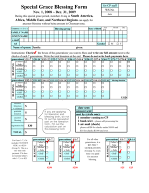 Fillable Online Special Grace Blessing Form Fax Email Print - pdfFiller