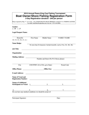 Fillable Online Boat Owner/Shore Fishing Registration Form - True ...