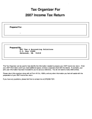 Fillable Online NEW CLIENT'S 2007 TAX RETURN - - RPJ Tax, LLC Fax Email Print - pdfFiller
