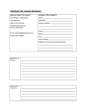 Fillable Online Contract for Locum Services: Fax Email Print - pdfFiller