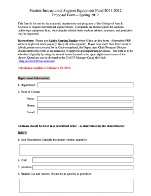 Fillable Online cas umt Equipment Proposal Form - College of Arts and ...
