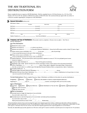 Fillable Online The AIM Traditional IRA Distribution Form (PDF) Fax ...