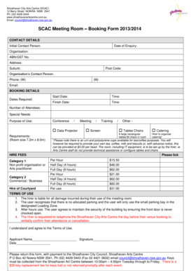 Fillable Online shoalhaven nsw gov SCAC Meeting Room Booking Form 2013/ ...