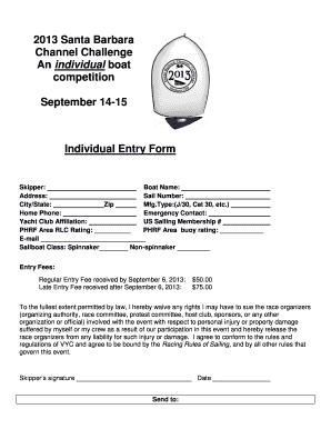 Fillable Online venturayachtclub SBCC Entry Form - Ventura Yacht Club ...