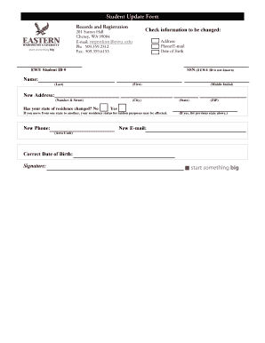 Fillable Online sftp ewu Student Update Form Fax Email Print - pdfFiller