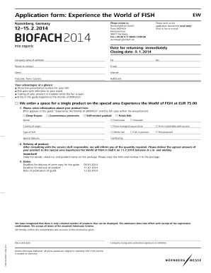 Fillable Online EW Application form: Experience the World of FISH ...