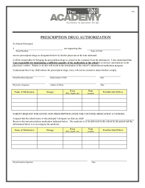 Fillable Online theacademywi PRESCRIPTION DRUG AUTHORIZATION Fax Email Print - pdfFiller