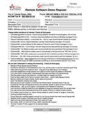 Fillable Online Demo Request form - ACOM Solutions Fax Email Print - pdfFiller