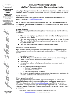 Fillable Online mi michigan Fact Sheet #96, Internet Filed Claims 5-11 ...