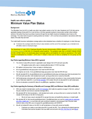 Fillable Online Minimum Value Plan Status Fax Email Print - pdfFiller