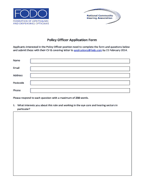 Fillable Online PDF Application Form - FODO Fax Email Print - pdfFiller