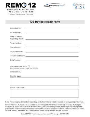 Fillable Online IOS Device Repair Form Fax Email Print - pdfFiller
