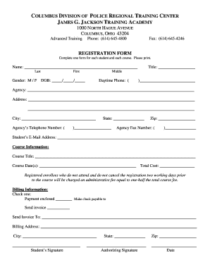 Fillable Online columbuspolice Outside Registration Form. 05024-08 ...