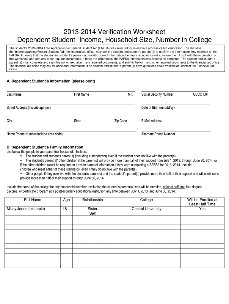 Fillable Online Income, Household Size, Number in College Fax Email Print - pdfFiller