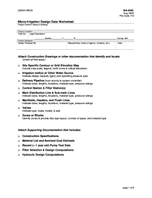 Fillable Online nrcs usda MICRO IRRIGATION INTERIM DESIGN DATA ...