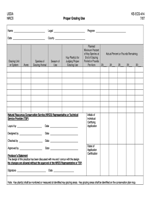 Fillable Online nrcs usda Proper Grazing Use Fax Email Print - pdfFiller