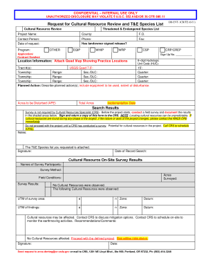 Fillable Online nrcs usda Request for Cultural Resource Review and TampE Species List Fax Email ...