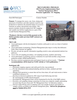 Fillable Online nrcs usda NRCS FARM BILL PROGRAM Precision Application ...