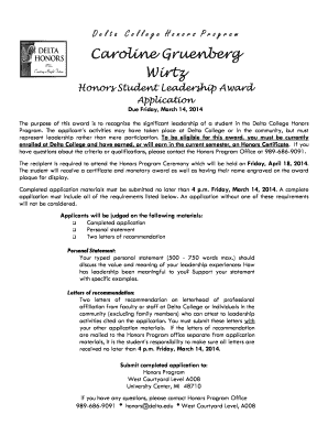 Fillable Online delta Delta College Honors Program - delta Fax Email ...