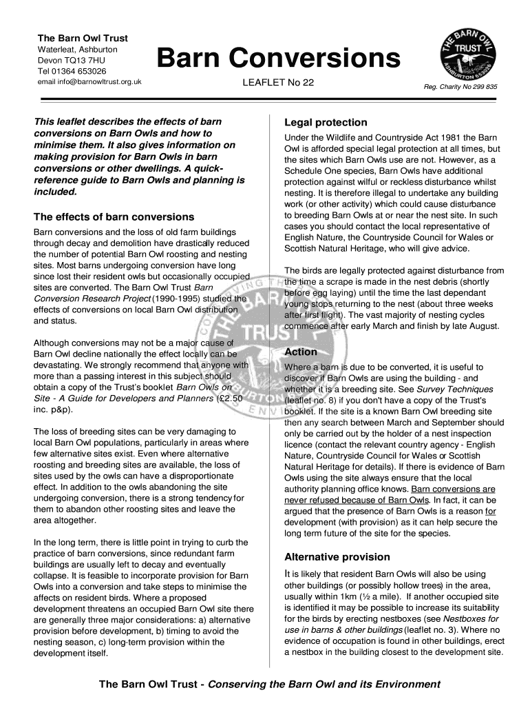 Fillable Online Barn Conversions Leaflet Fax Email Print - pdfFiller