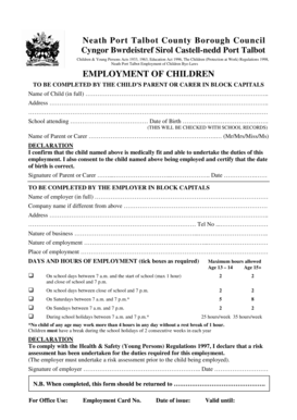 Fillable Online Work Permit Application Form - Neath Port Talbot County ...