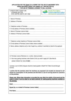 Fillable Online Gaming Grant Application Form - Neath Port Talbot ...