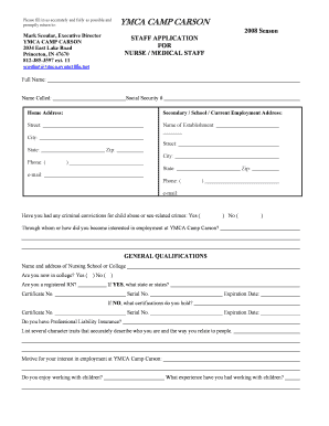 Fillable Online campcarson Camp Carson Nurse Application 2004.doc Fax ...