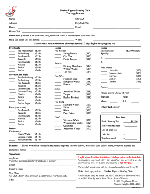 Fillable Online shakerfsc Shaker Figure Skating Club Test Application ...