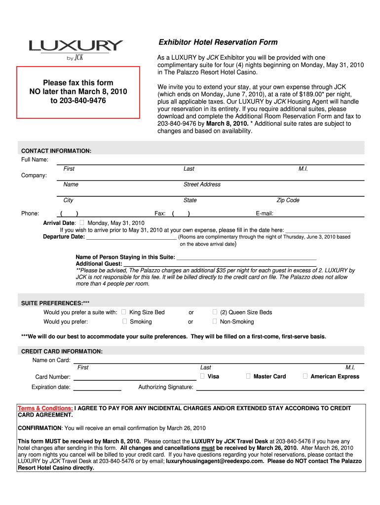 Fillable Online (draft of luxury hotel reservation form letter) Fax ...