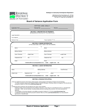 Fillable Online Board of Variance Application Page 1 Fax Email Print ...