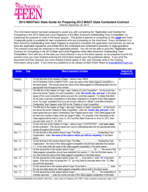 Fillable Online State Guide for Preparing 2012 MAOT State Contestant ...