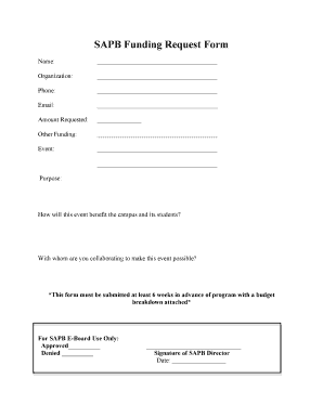 Fillable Online SAPB Funding Request Form Fax Email Print - pdfFiller