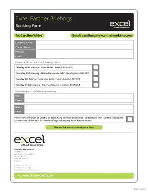 Fillable Online Excel Partner Briefings January amp February 2014 ...
