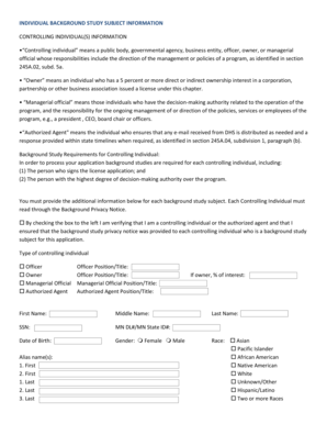 Fillable Online dhs state mn INDIVIDUAL BACKGROUND STUDY SUBJECT ...