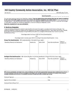 Fillable Online 401K Beneficiary Form Fax Email Print - pdfFiller