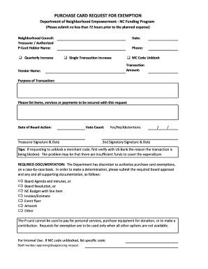 Fillable Online Purchasing Card Exemption Form Fax Email Print - pdfFiller
