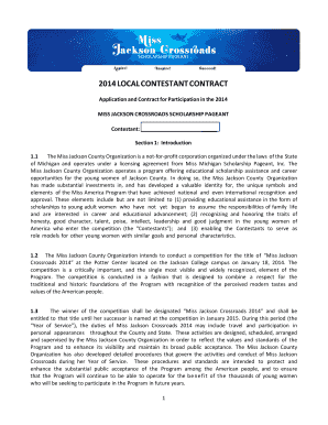 Fillable Online Contestant Contract Form - Miss Jackson Crossroads ...