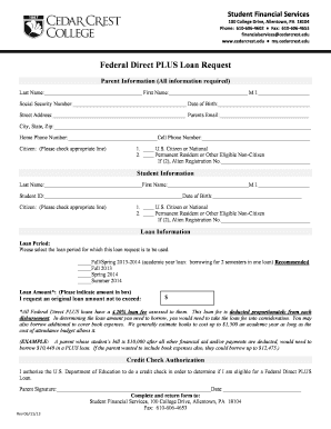 Fillable Online Federal Direct PLUS Loan Request - My CedarCrest Fax ...
