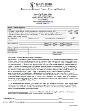 Fillable Online Proctoring Request Form External Student Fax Email ...